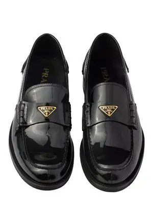 Prada Brushed Leather Loafers - Black