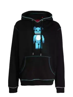 MOSTLY HEARD RARELY SEEN 8-BIT Cotton Hoodie With Bear Motif And Contrast Stitching - Black