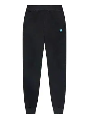 Versace Cotton Embroidered-logo Sweatpants - Black