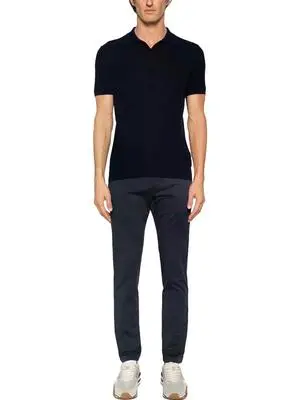 BRIGLIA 1949 Low-rise Stretch-cotton Tapered Chinos - Blue