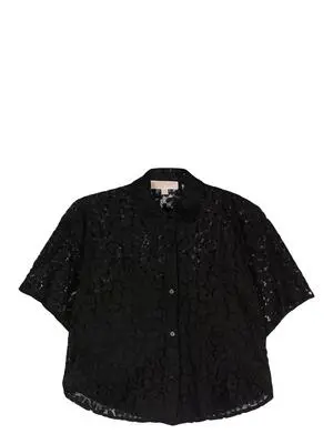 Michael Kors Leopard Corded Lace Shirt - Black