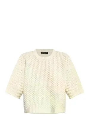 Fabiana Filippi Grid-stitch Knit T-shirt - Neutrals