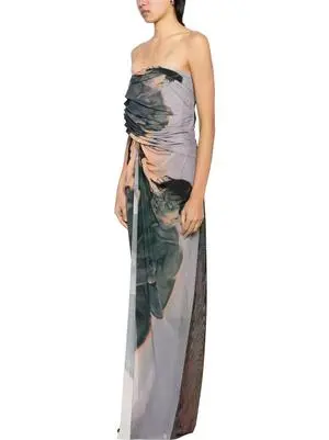 SANKUANZ Mesh Draped Skirt - Grey