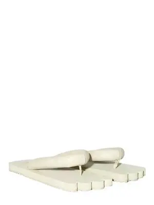 AVAVAV AVAVAV Beige T-Bar Strap Open Toe Flat Sole Slides Neutrals