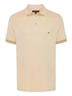 Tommy Hilfiger Logo-embroidered Organic Cotton Blend Polo Shirt - Neutrals