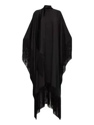 TALLER MARMO Crepe Kaftan Dress With Fringe Detailing - Black