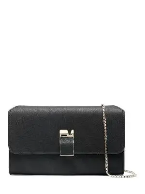 VALEXTRA Calf Leather Clutch With Chain Strap - Black