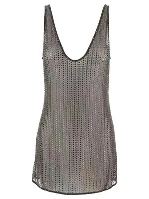 VENUJA Rhinestone-embellished Sleeveless Mini Dress - Grey