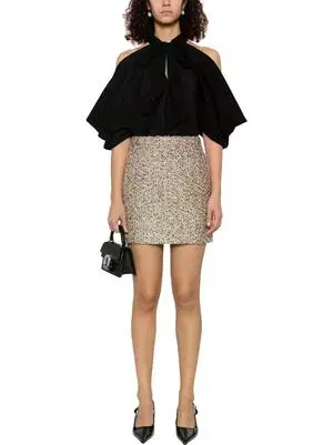 Giambattista Valli Halterneck Draped Blouse - Black