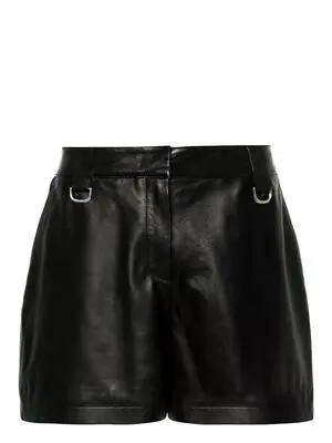 Off-White High-waisted Leather Shorts - Black