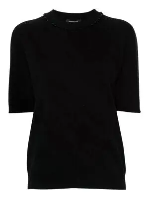 FABIANA FILIPPI Fabiana Filippi Black Merino Wool Blend Sweater With Embellished Neckline