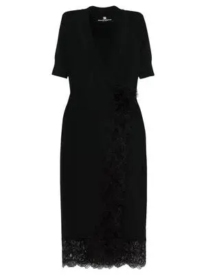 Ermanno Scervino Lace-embellished Wrap Dress - Black