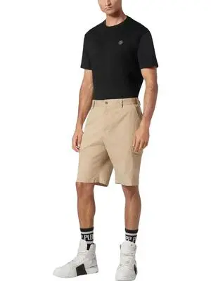 Philipp Plein Cargo Shorts With Logo Plaque - Neutrals