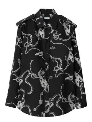 Burberry Burberry Knight Hardware Silk Shirt Black