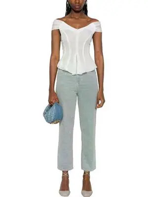 Fendi Logo Embossed Jeans - Blue
