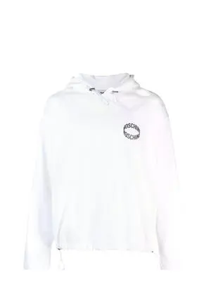 Moschino Organic Cotton Logo Appliqué Hooded Sweatshirt - White