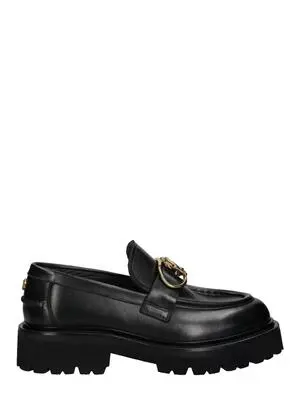 Roberto Cavalli Calf Leather Logo-plaque Loafers - Black