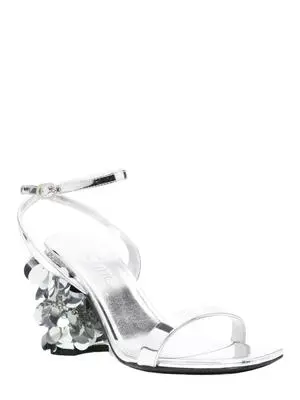 Rabanne Embellished Block Heel Sandals - Silver