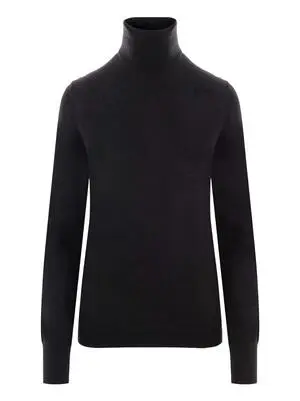 ALLUDE Roll Neck Knit T-shirt - Black