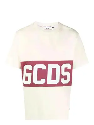 Gcds Logo-print Cotton T-shirt - Neutrals