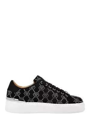 Philipp Plein Rhinestone Embellished Satin Sneakers - Black