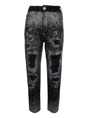Philipp Plein Crystal-embellished Boyfriend Jeans - Black