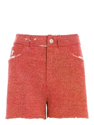 BARRIE Fine-knit Fringe-detail Shorts - Red