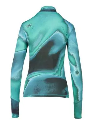 Aztech Mountain Abstract Print High Neck Ski Top - Blue