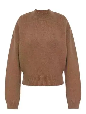Jacquemus Intarsia Knit Logo Mock Neck Sweater - Brown