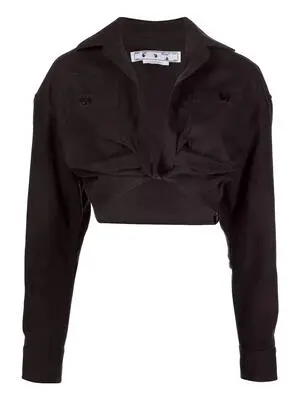 Off-White Twisted Cropped Shirt - Grey