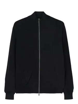 Fedeli Virgin Wool Zip-up Cardigan - Blue