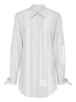 THOM BROWNE Thom Browne Striped Silk-Cotton Blend Shirt Dress With Tie Cuffs