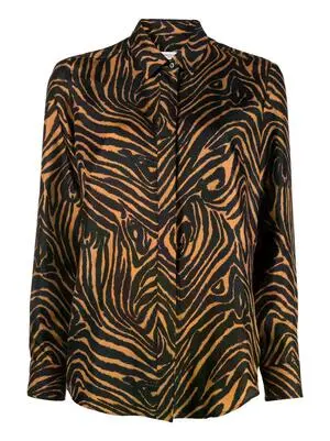 Alberto Biani Zebra Print Silk Shirt - Black