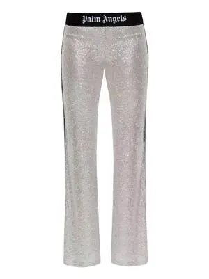 Palm Angels Sequin-embellished Flared Trousers - Silver