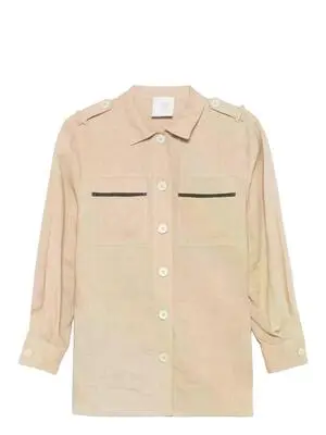Eleventy Linen Shirt With Button Fastening And Chest Pockets - Neutrals