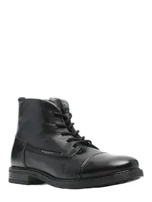 BUGATTI Leather Ankle Boots With Lace-up And Zip Fastening - Black
