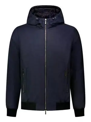 MOORER Technical Fabric Hooded Jacket - Blue