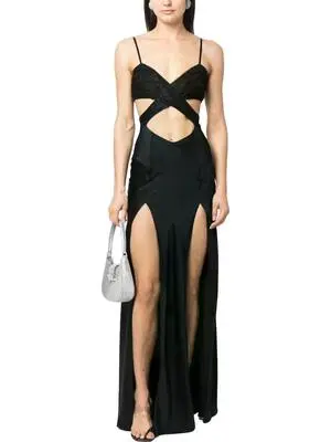 Amen Chantilly-lace Cut-out Gown - Black