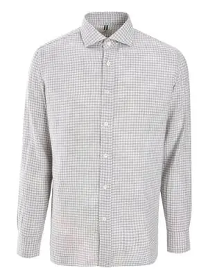 LUIGI BORRELLI Checked Poplin Shirt - Grey