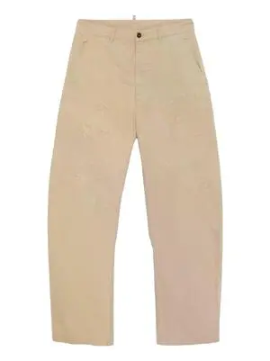 Dsquared2 Light Beige Distressed Cotton Trousers - Neutrals