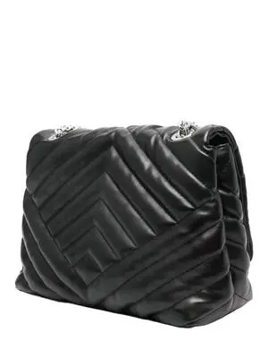 Armani Exchange Quilted Shoulder Bag With Logo Plaque - Black