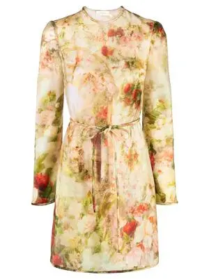 Zimmermann Luminosity Floral-print Silk Minidress - Neutrals