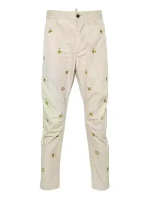 Dsquared2 Embroidered Fruits Chino Pants - Neutrals