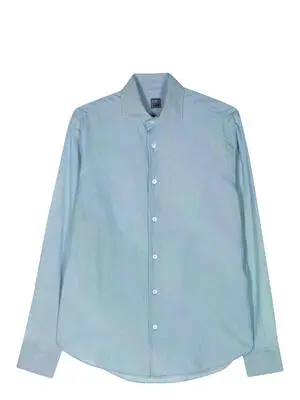 Fedeli Classic-collar Cotton Shirt - Blue