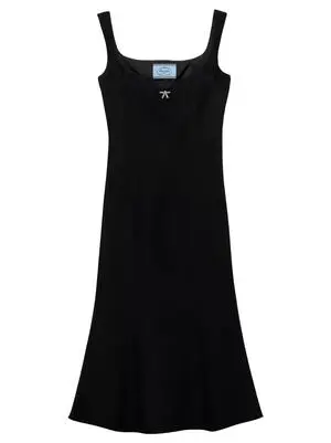 Prada Cady Midi Dress With Embellished Bow Detail - Black