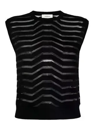 ONEFIFTEEN Striped Knitted Vest - Black