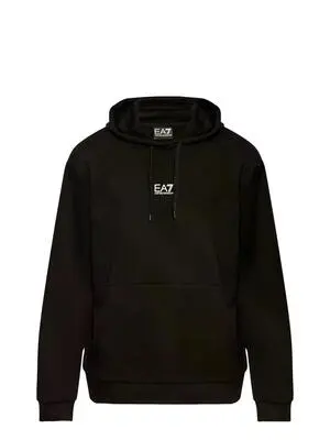 EA7 Logo Print Hoodie - Black
