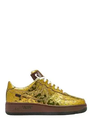 Nike X Louis Vuitton Air Force 1 Low Virgil Abloh Metallic Sneakers - Gold