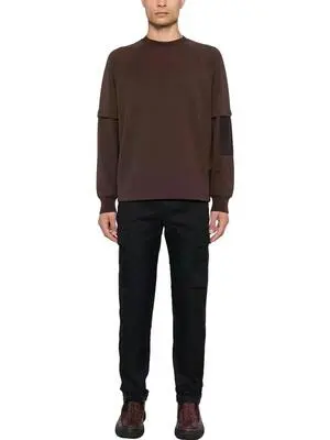 C.P. COMPANY Crew Neck Sweater With Side Pocket Detail - Brown