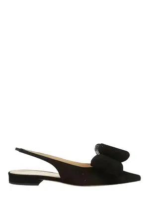 Mach & Mach Bow Detail Leather Ballerinas - Brown